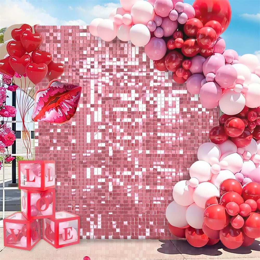 SoarDream 6ftx4ft Pink Shimmer Wall Backdrop 24 Packs Square Shimmer ...
