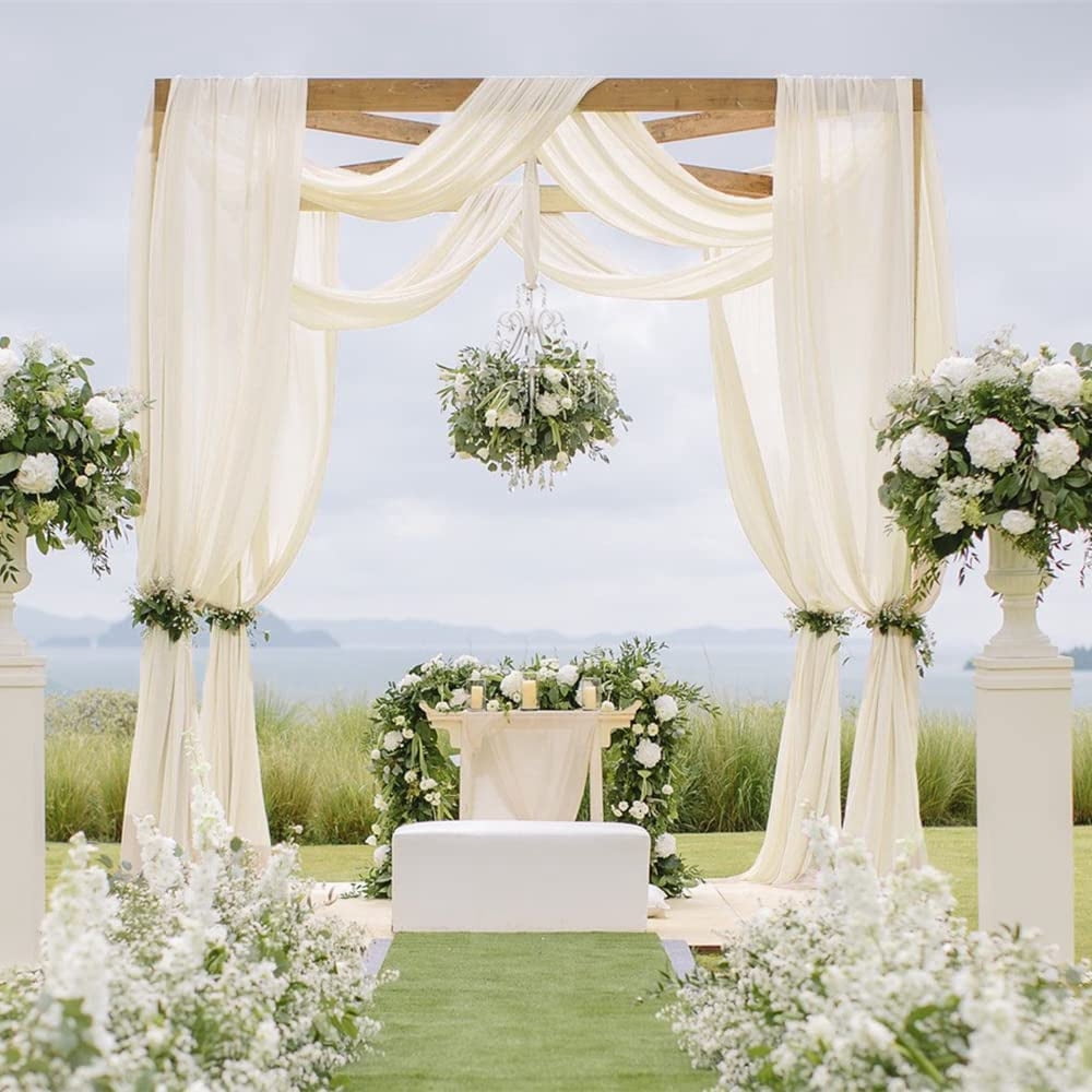 Soar Dream Chiffon Backdrop Curtain Beige 5ft x 10ft 4 Pieces Sheer ...