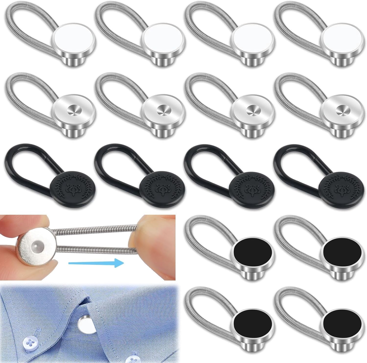 Soar Trade 16 Pcs Collar Extenders for Mens Shirts, Elastic Button ...
