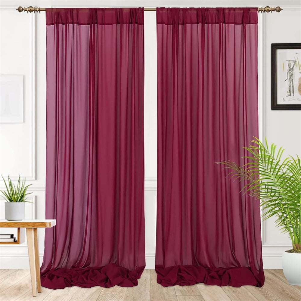 SoarDream 20ft x 8ft Wedding Backdrop 4 Panels Burgundy Chiffon ...