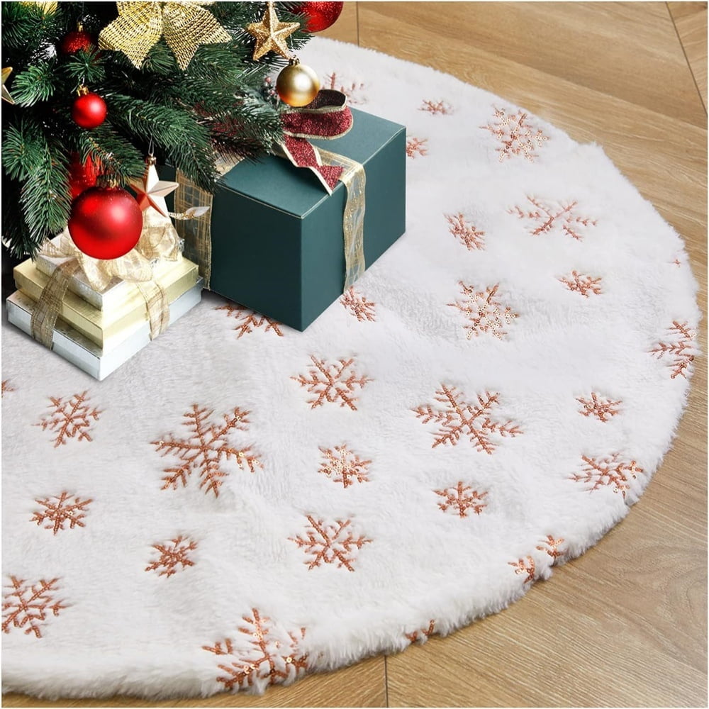 SoarDream 24 Inches Small Tree Skirt for Christmas White Faux Fur Tree ...