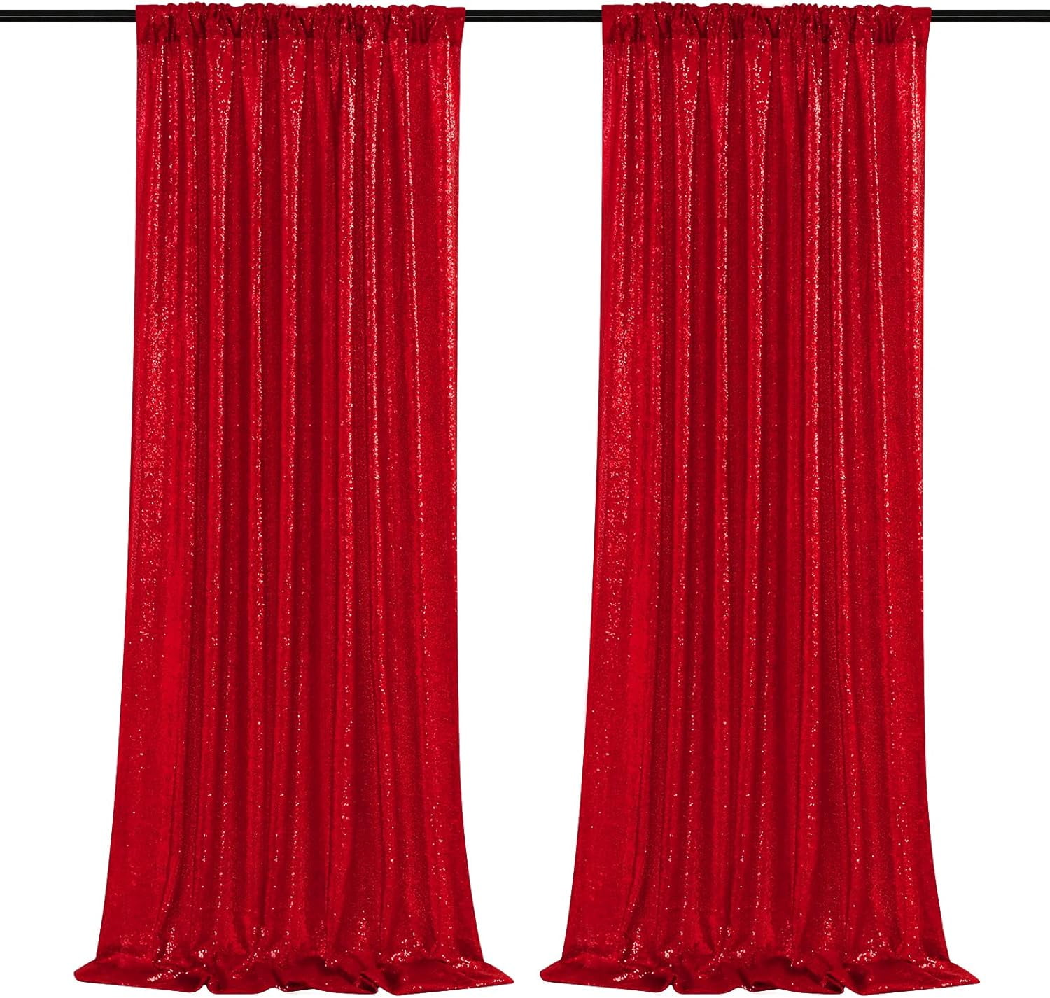 SoarDream Red Sequin Backdrop Drapes, 2Pcs 2FTx8FT Shimmer Decoration ...