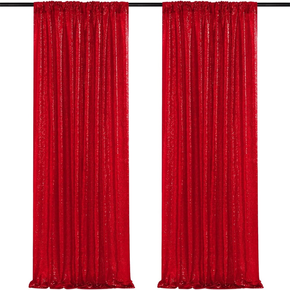 SoarDream 4ftx8ft Red Sequin Party Backdrop 2 Panels Backdrop Curtains ...