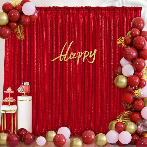 SoarDream 8FTx8FT Red Sequin Backdrop Christmas Party Backdrop Curtains ...