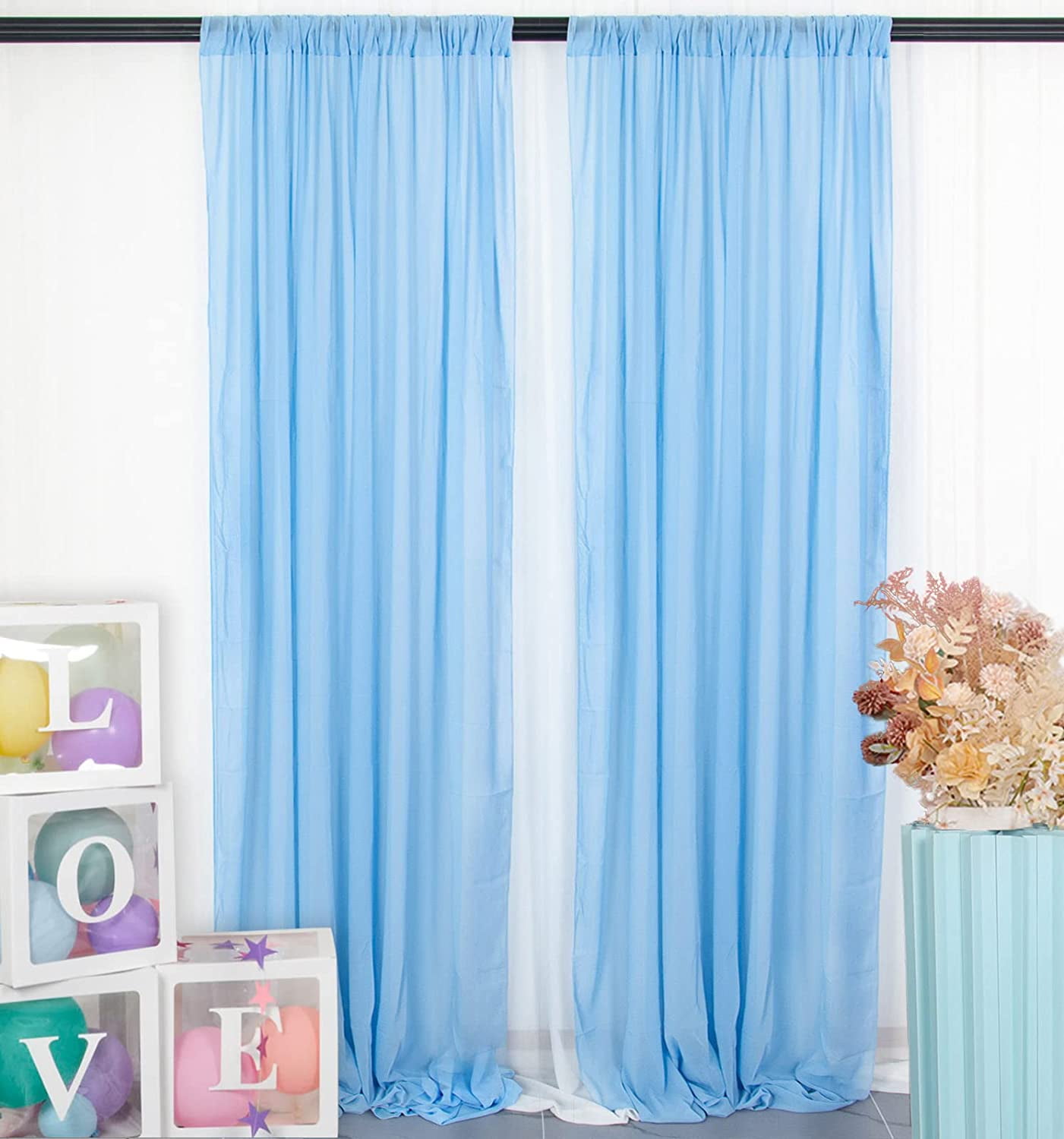 SoarDream Sheer Chiffon Backdrop Curtains 10x8FT Light Blue Wedding ...