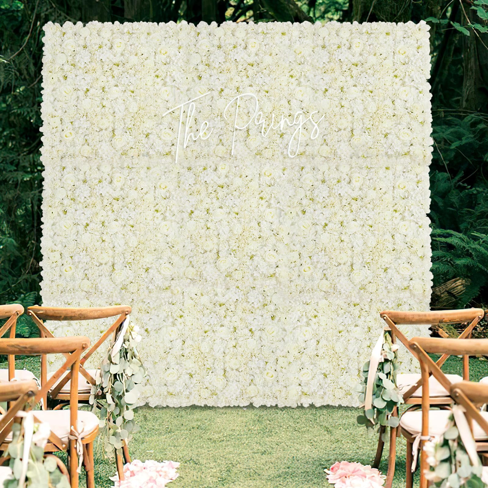 SoarDream White Floral Wall Backdrop for Wedding 24 Packs 15 x 15 ...
