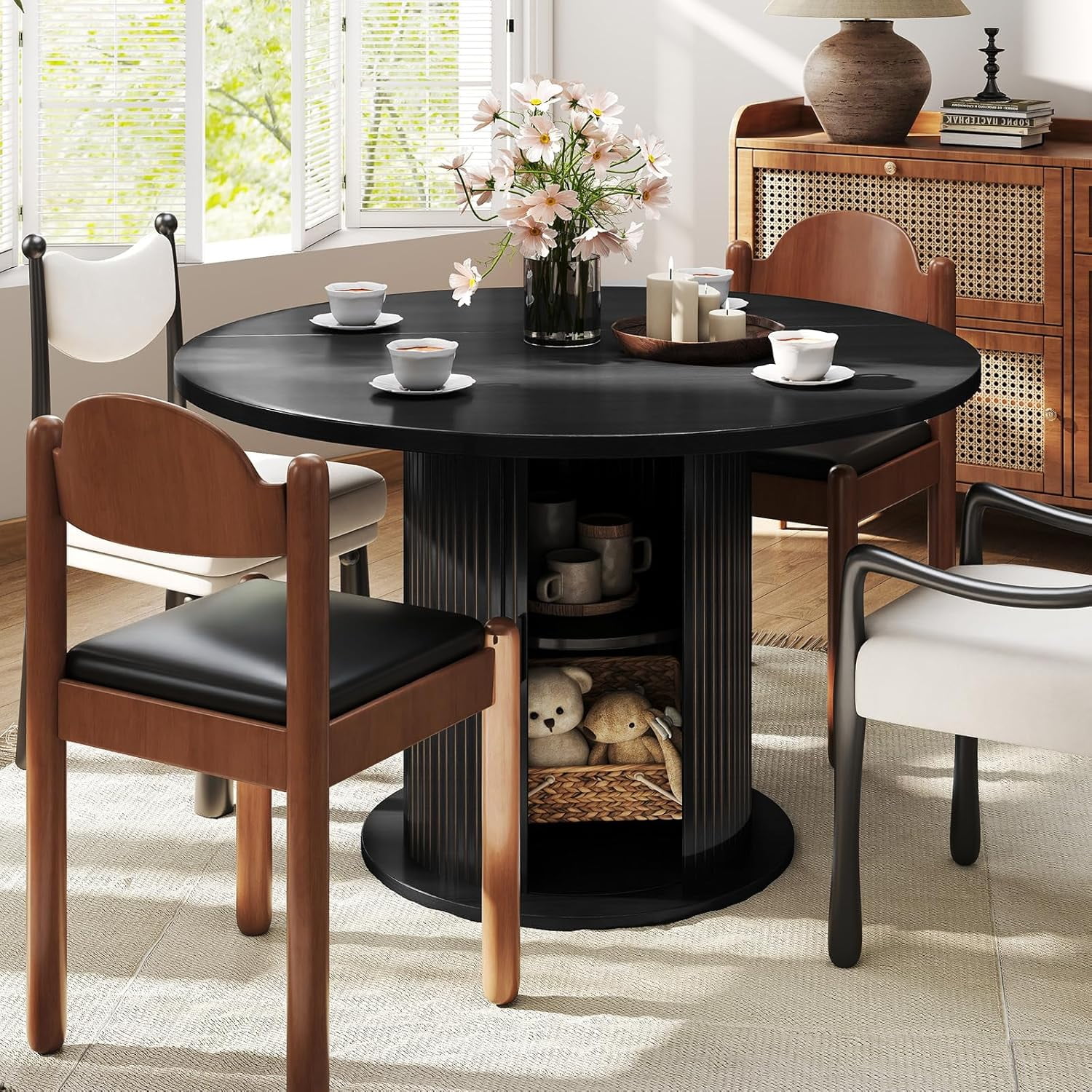 SoarFlash 47 Inch Round Dining Table for 4-6, Circle Farmhouse Kitchen ...