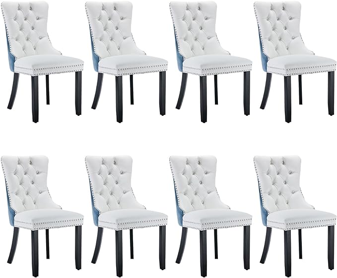 SoarFlash Leather Dining Chairs Set of 8, Tall Back Side Chair, Modern ...