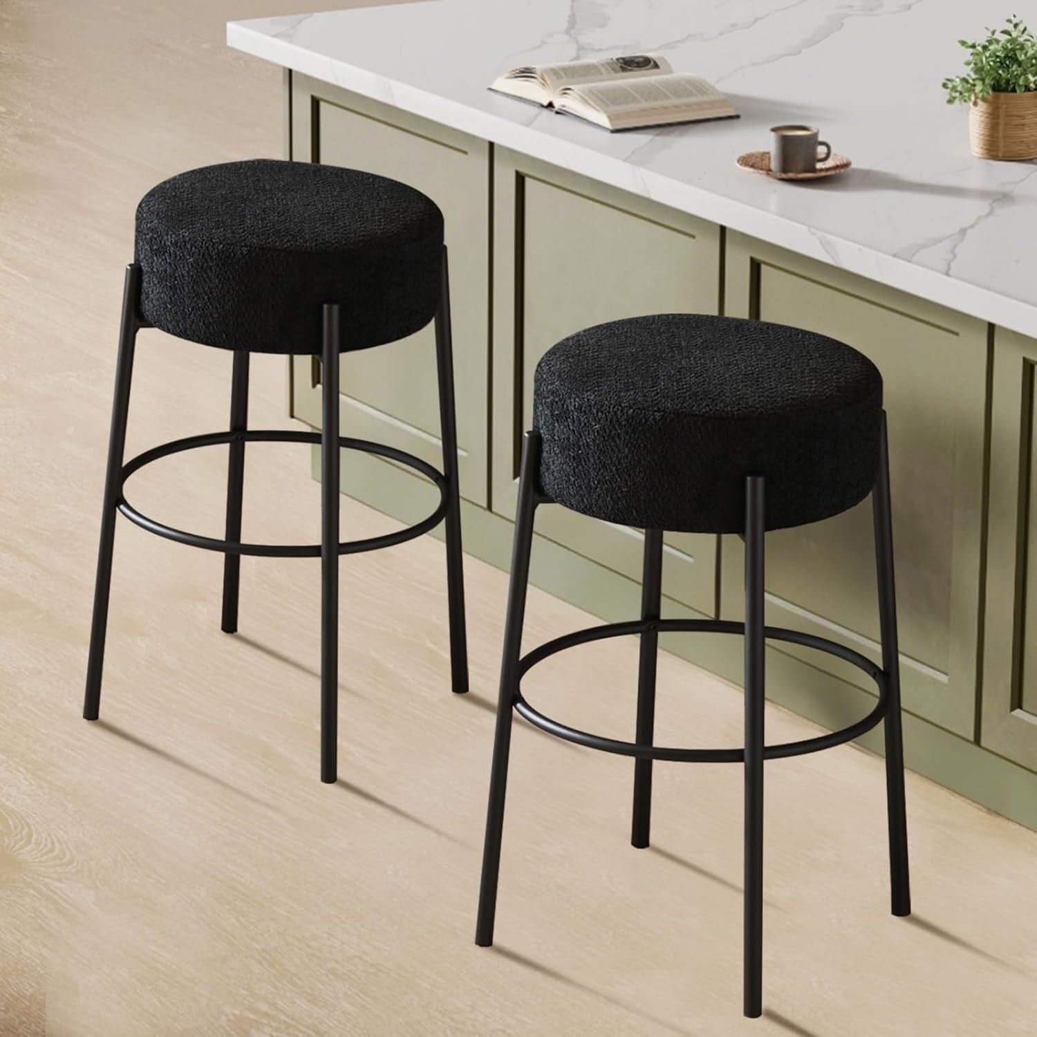 SoarFlash Modern Bar Stools Set of 2, 30" Sherpa Counter Height Stools ...
