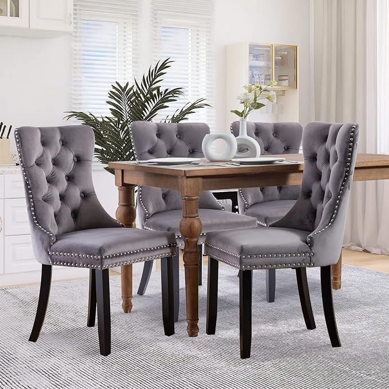 SoarFlash Velvet Dining Chairs Set of 4, Tall Back Side Chair, Modern ...