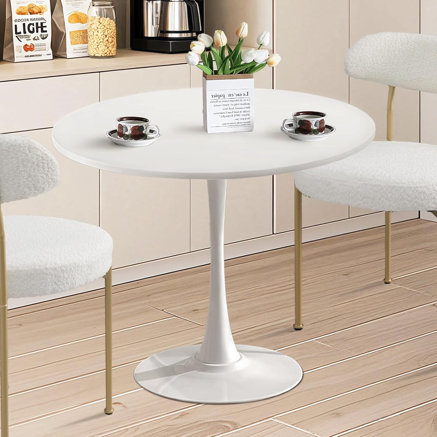 SoarFlash White Round Dining Table, 24" Tulip Table Kitchen Dining ...