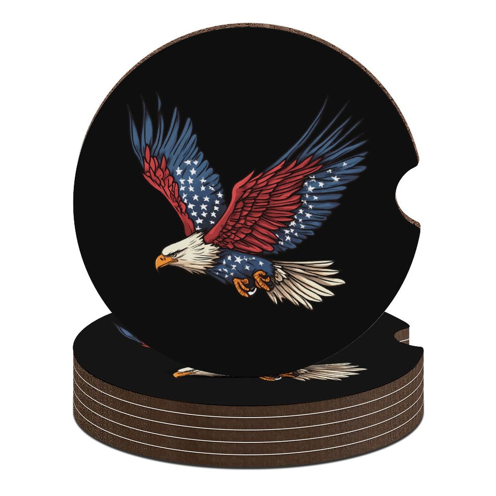 Soaring American Bald Eagle USA Flag Car Coasters for Drinks with A ...
