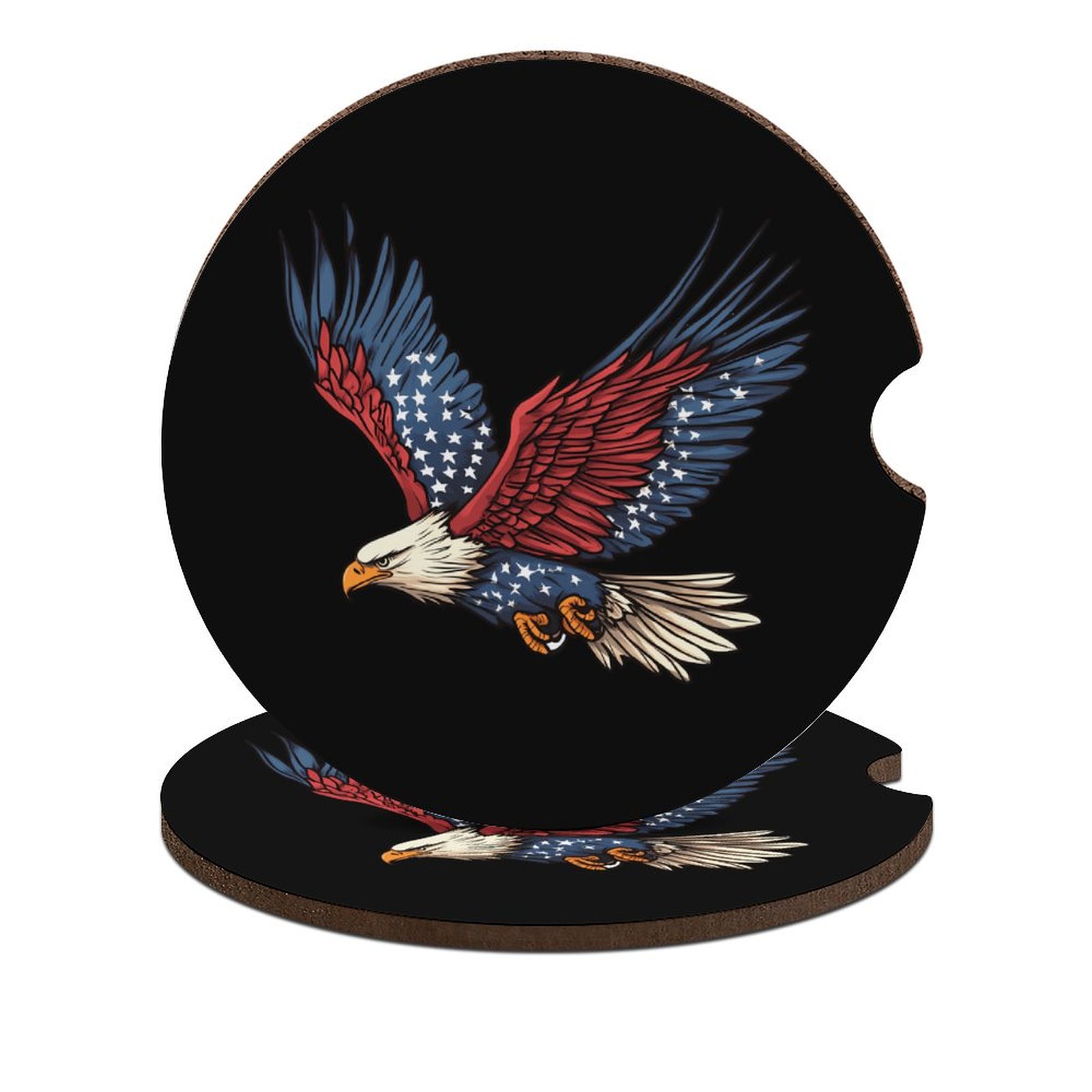Soaring American Bald Eagle USA Flag Car Coasters for Drinks with A ...