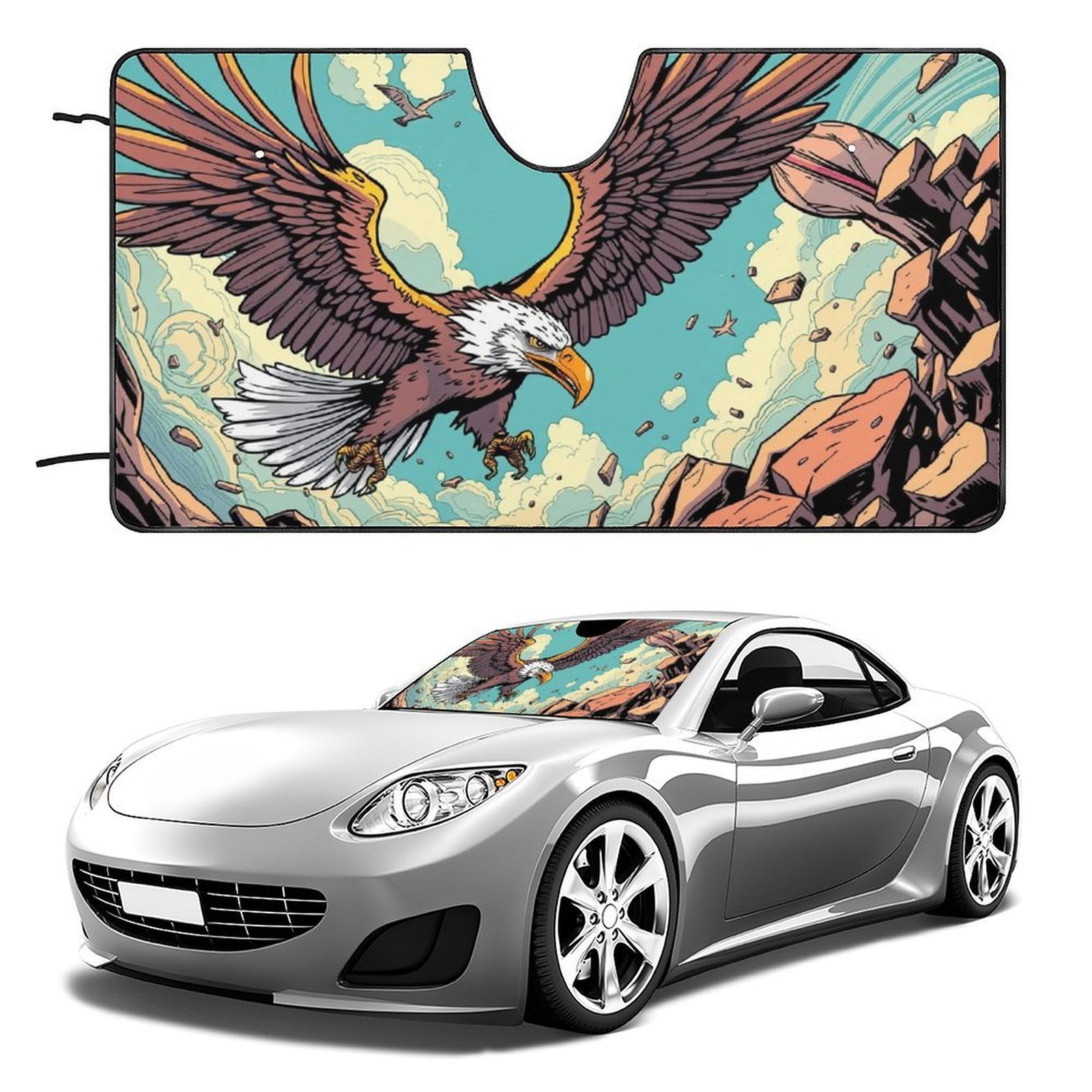 Soaring Majestic Eagle Car Windshield Sun Shade Foldable Sunshades ...