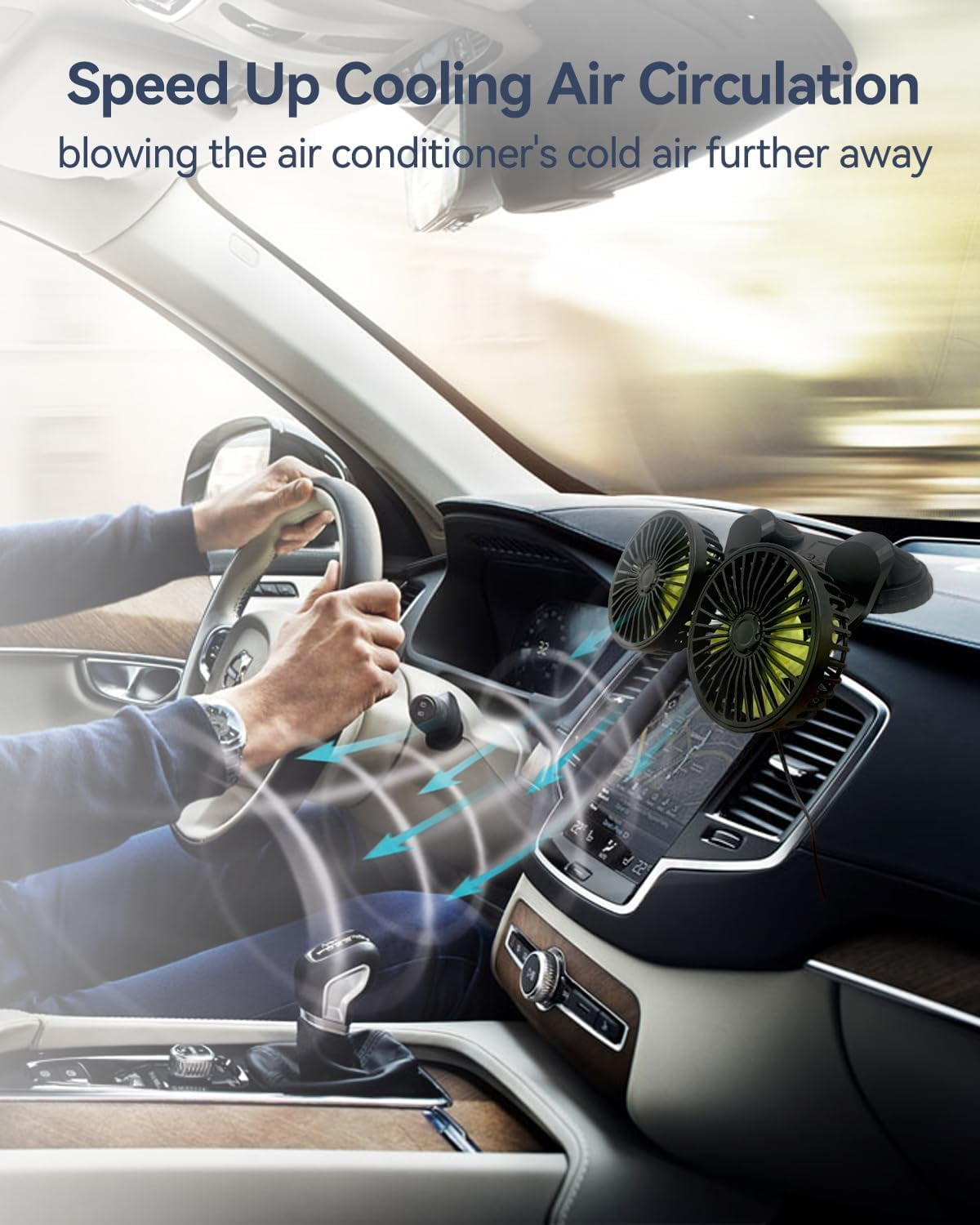 Soatuto Car fan Dual Head,Portable USB Powered for Car Dashboard, 3 ...