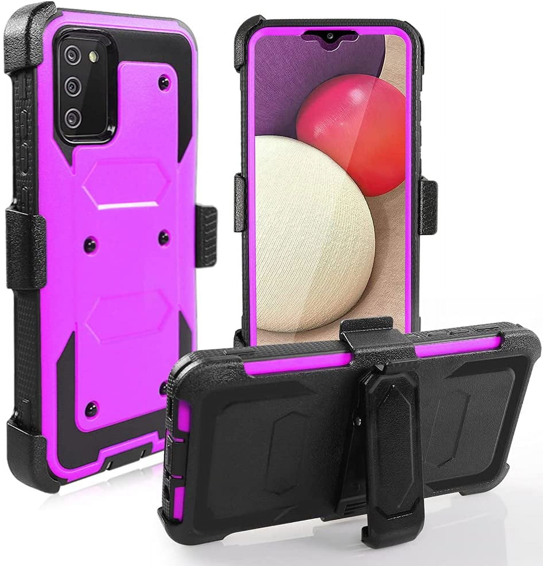 Soatuto for Samsung A02S 6.5" Case Full-Body Protective Case Built-in Screen Protector Kickstand ...