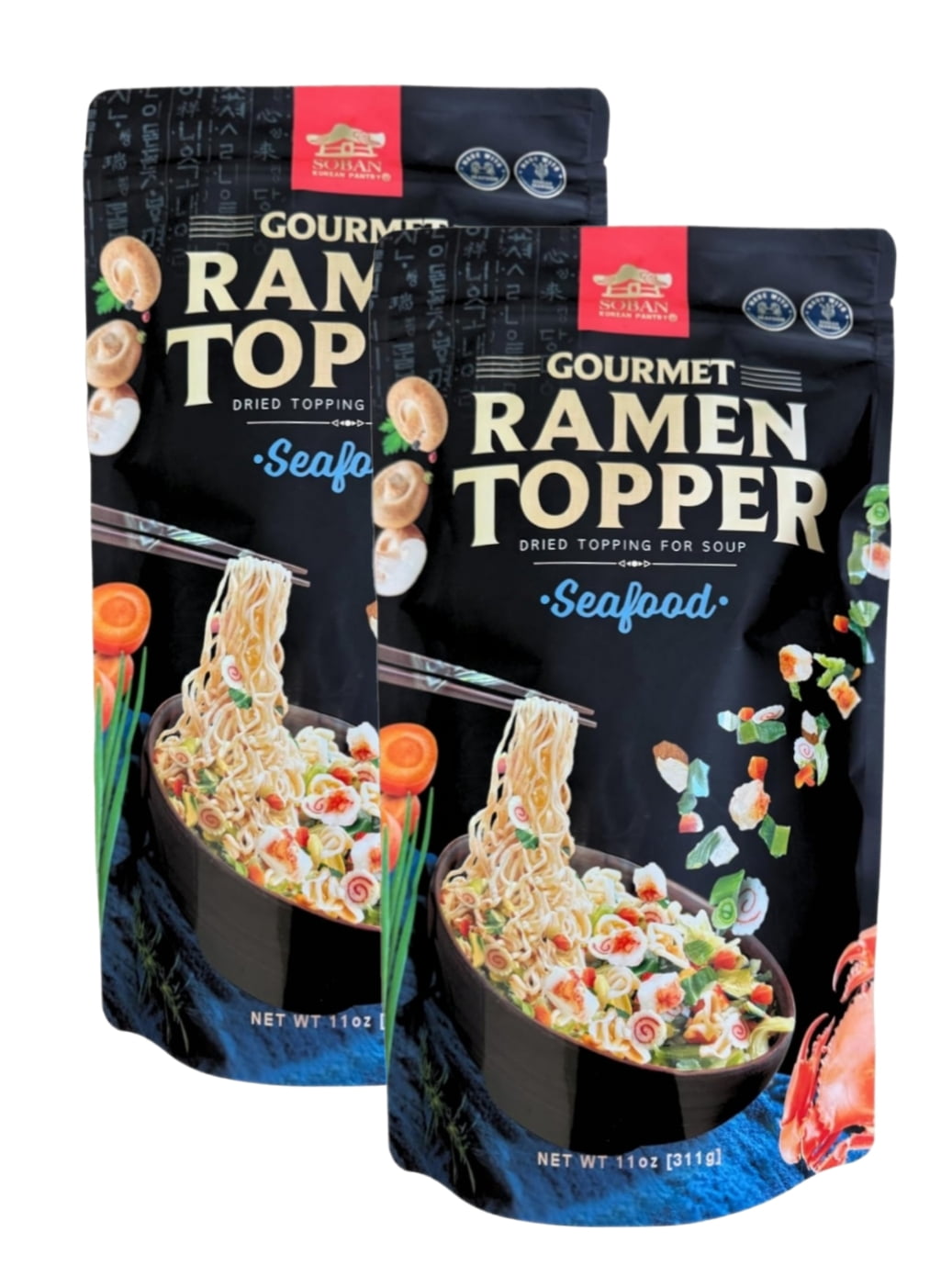 Soban Korean Pantry Gourmet Ramen Topper Seafood 2 Pack, Dried Topping ...