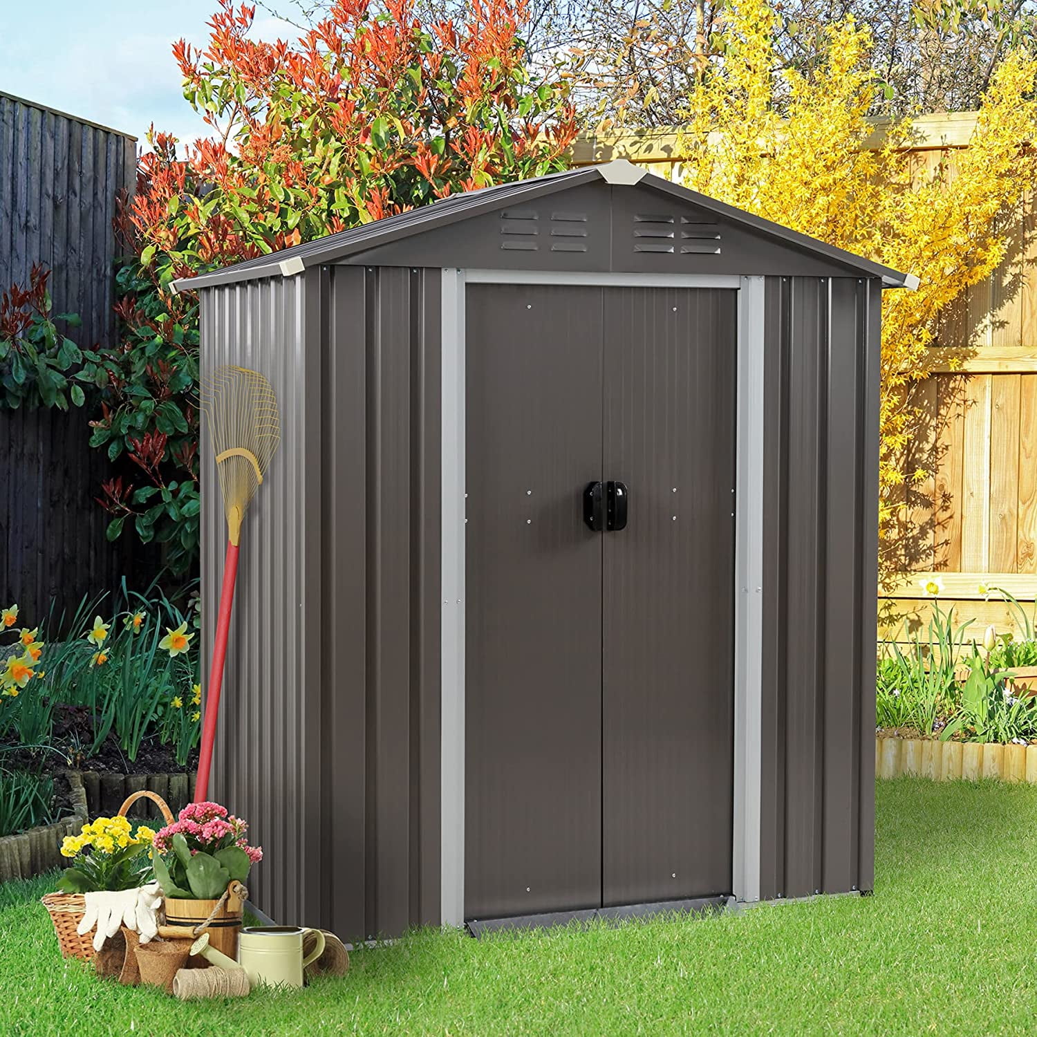 Sobaniilo 6x4x6FT Outdoor Storage Shed Clearance with Lockable Door ...