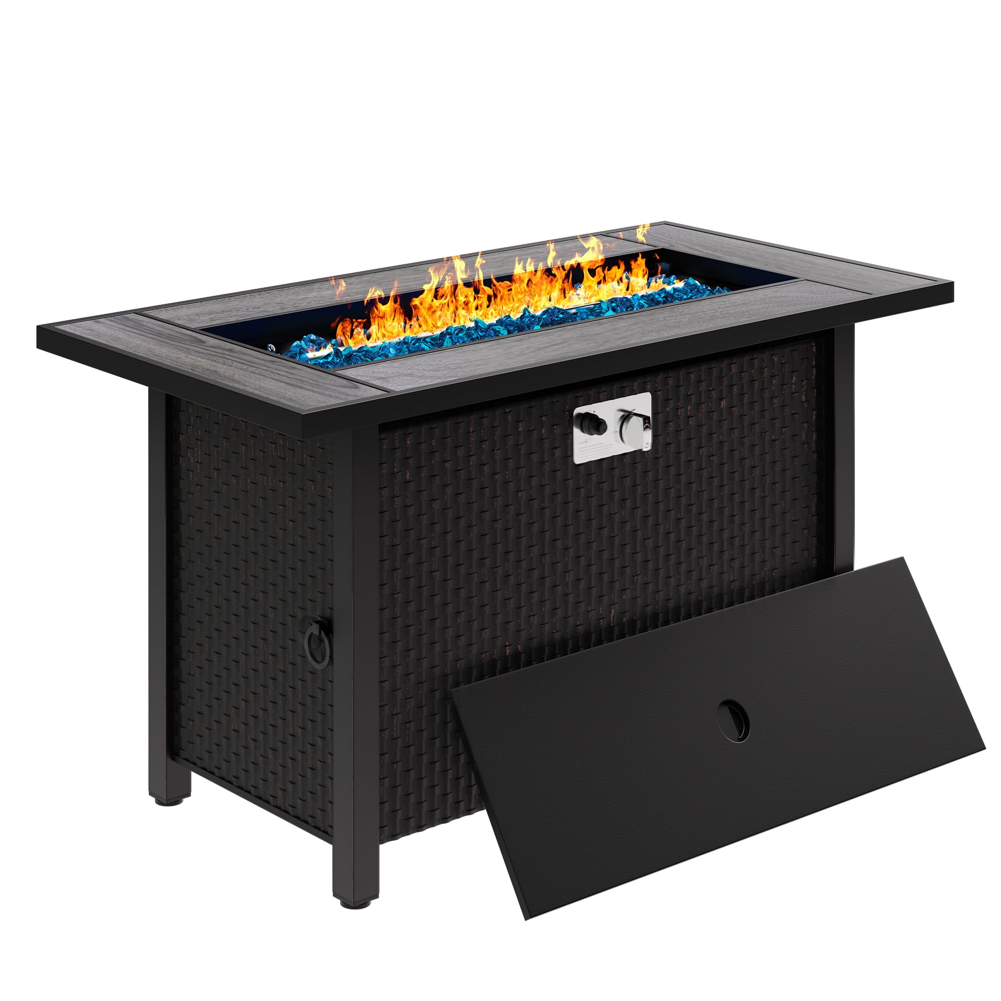 Sobaniilo 45in Propane Fire Pit, 50000 BTU with Rain Cover & Lava Rock ...
