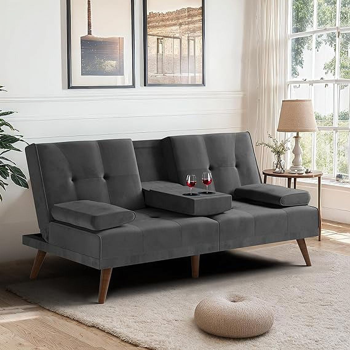"Sobaniilo Futon Velvet Couch, 60"" Loveseat Sofa Bed, Adjustable ...