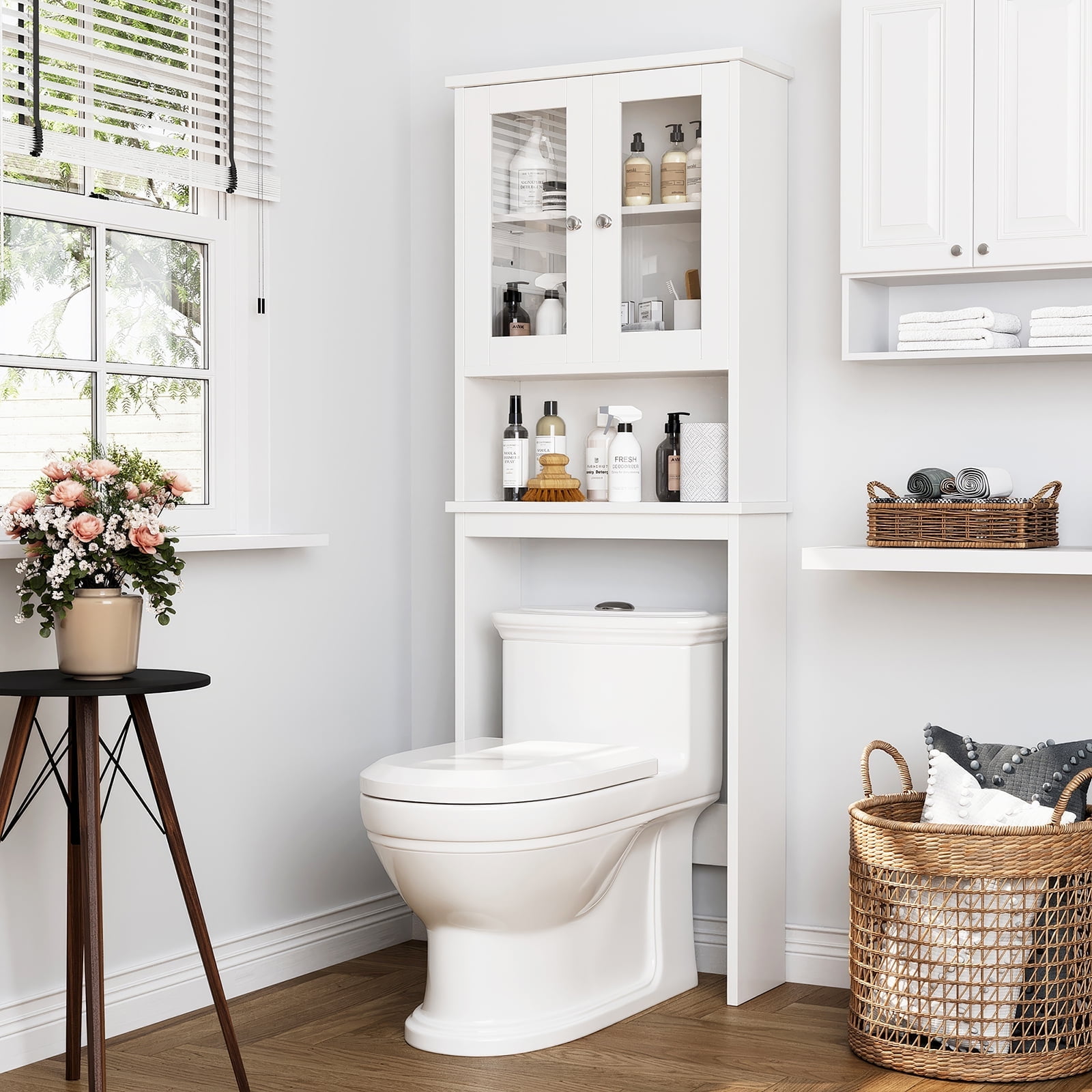 Sobaniilo Wood Cupboard Over the Toilet, White Bathroom Storage Cabinet ...