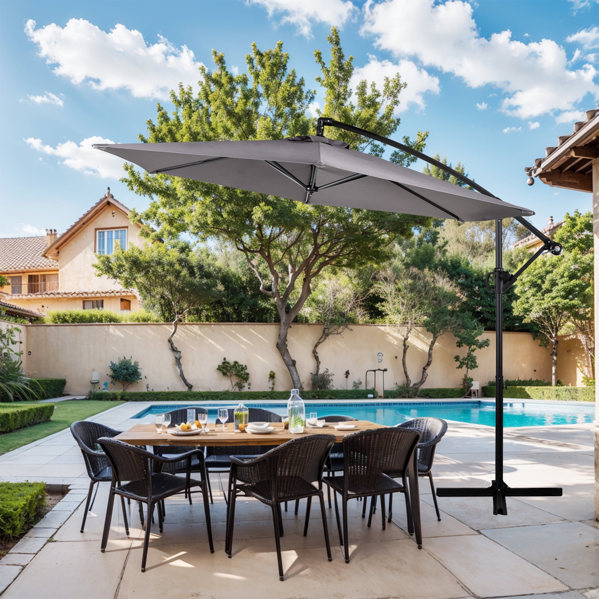 Sobaniilo Patio Umbrella 360 Degree Rotating Suspended Offset Outdoor ...