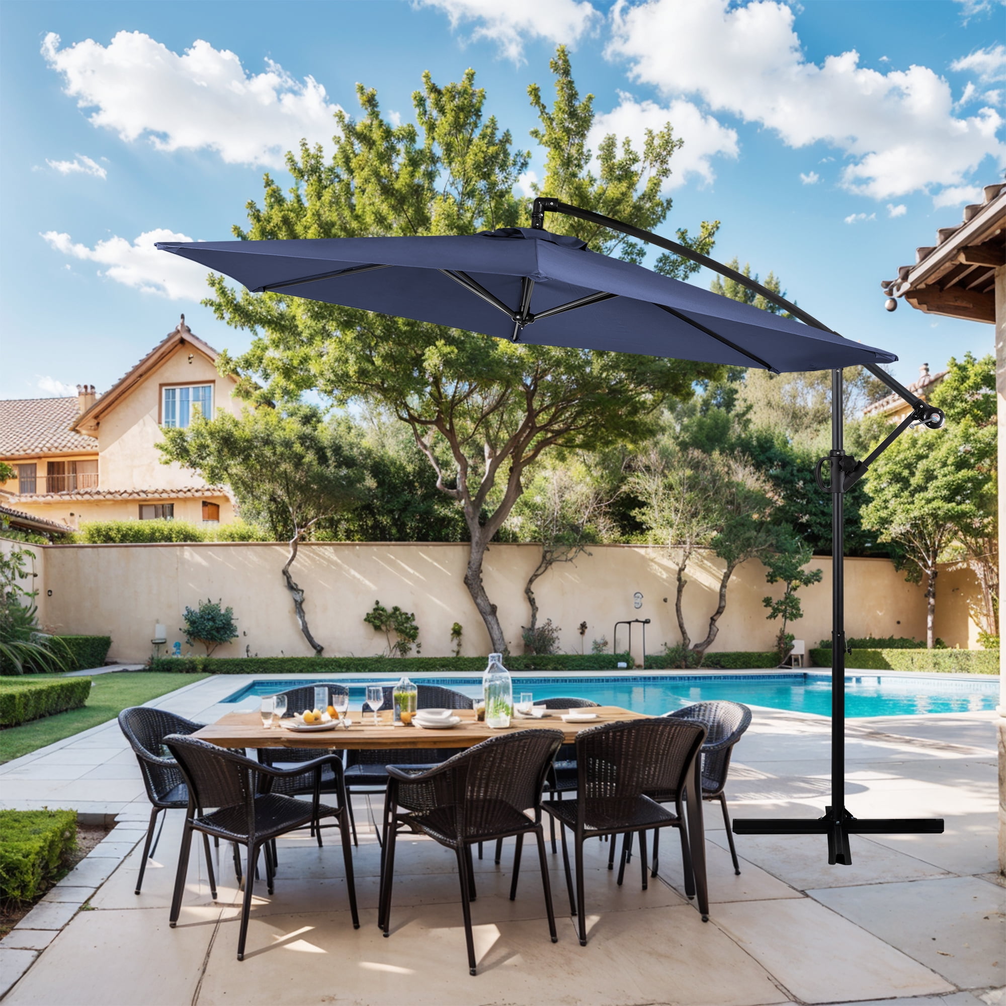 Sobaniilo Patio Umbrella 360 Degree Rotating Suspended Offset Outdoor ...