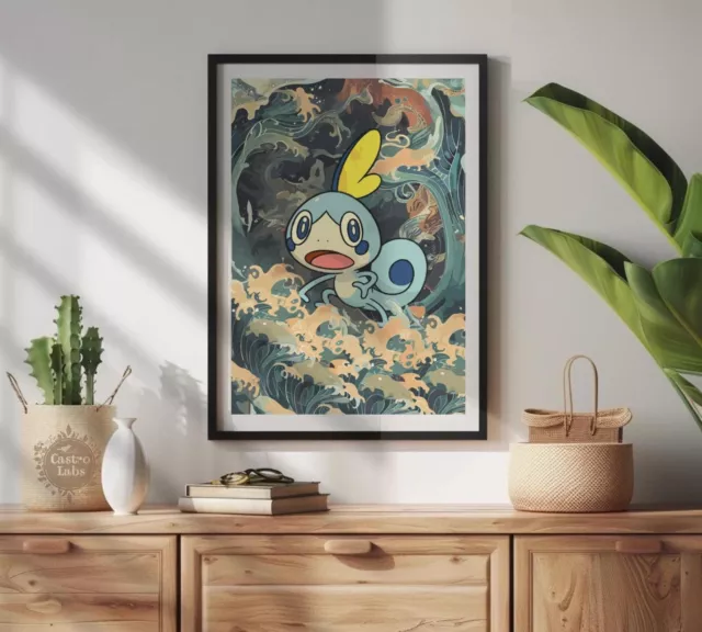 Sobble Pokemon Poster, Japanese Kawaii Art Style, Adorable Water-Type ...
