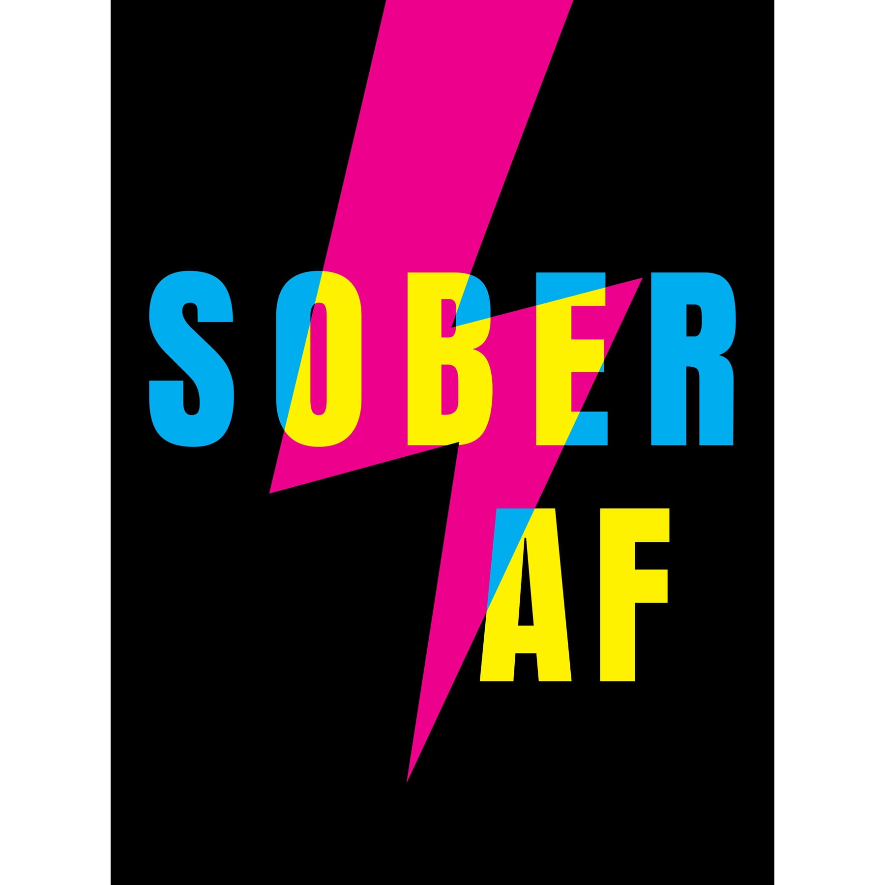 Sober AF Lightning Bolt Typography Extra Large XL Wall Art Poster Print ...
