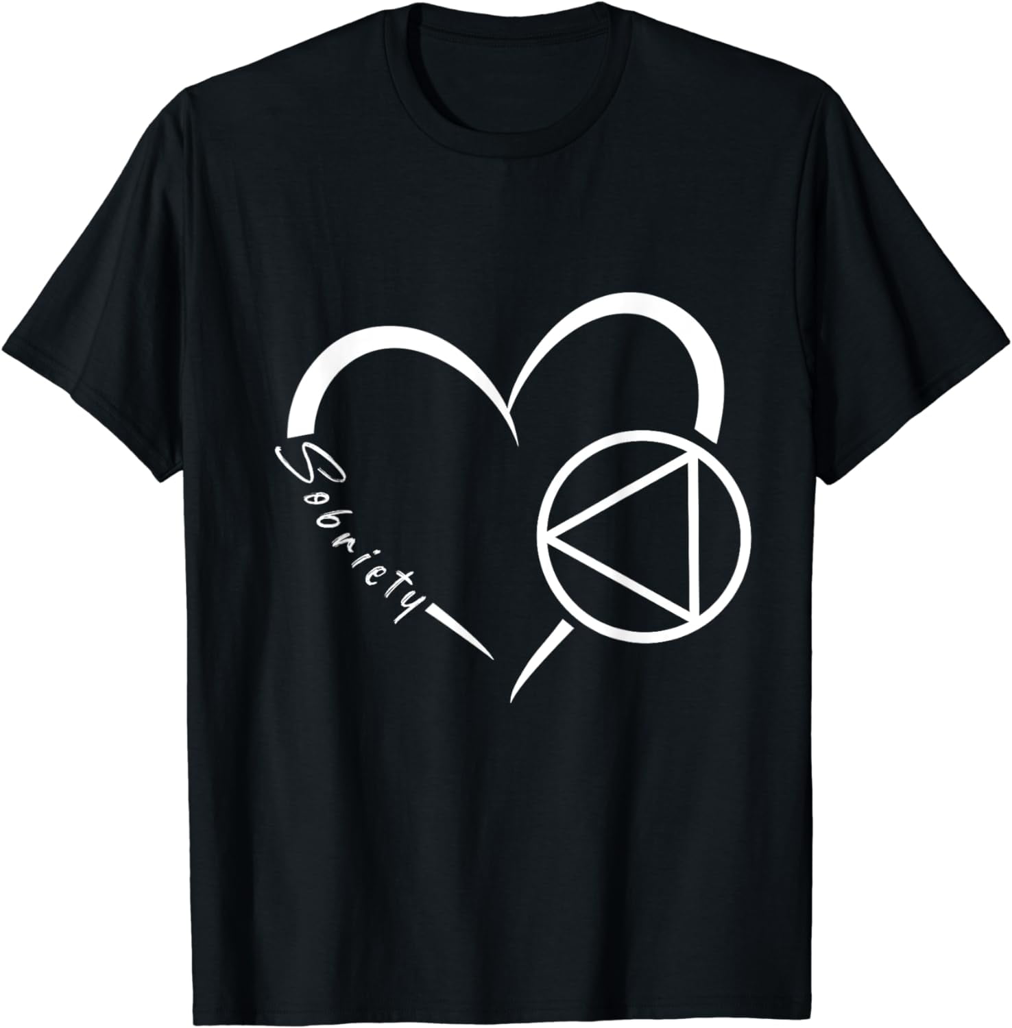 Sober Alcoholic Abstinence AA Support Sobriety Heart Love T-Shirt ...