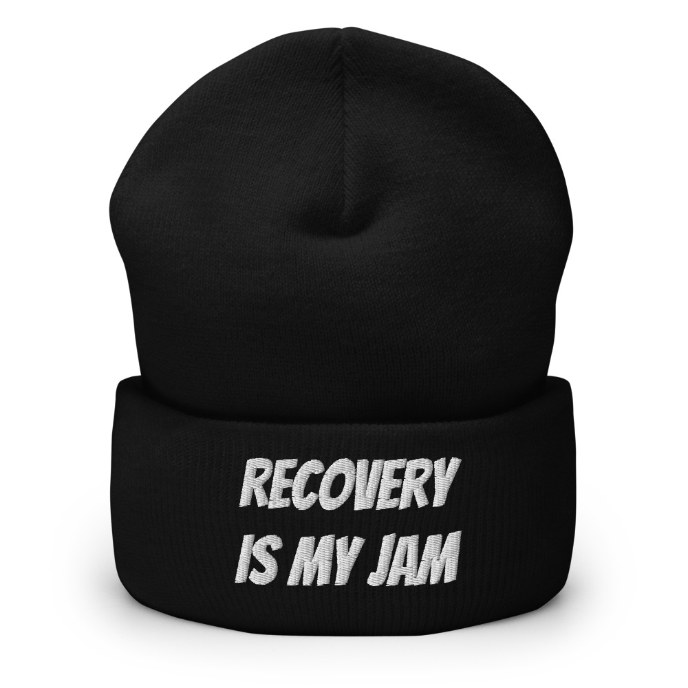 Sober Recovery Anniversary Cuffed Beanie, Recovery Is My Jam Funny ...