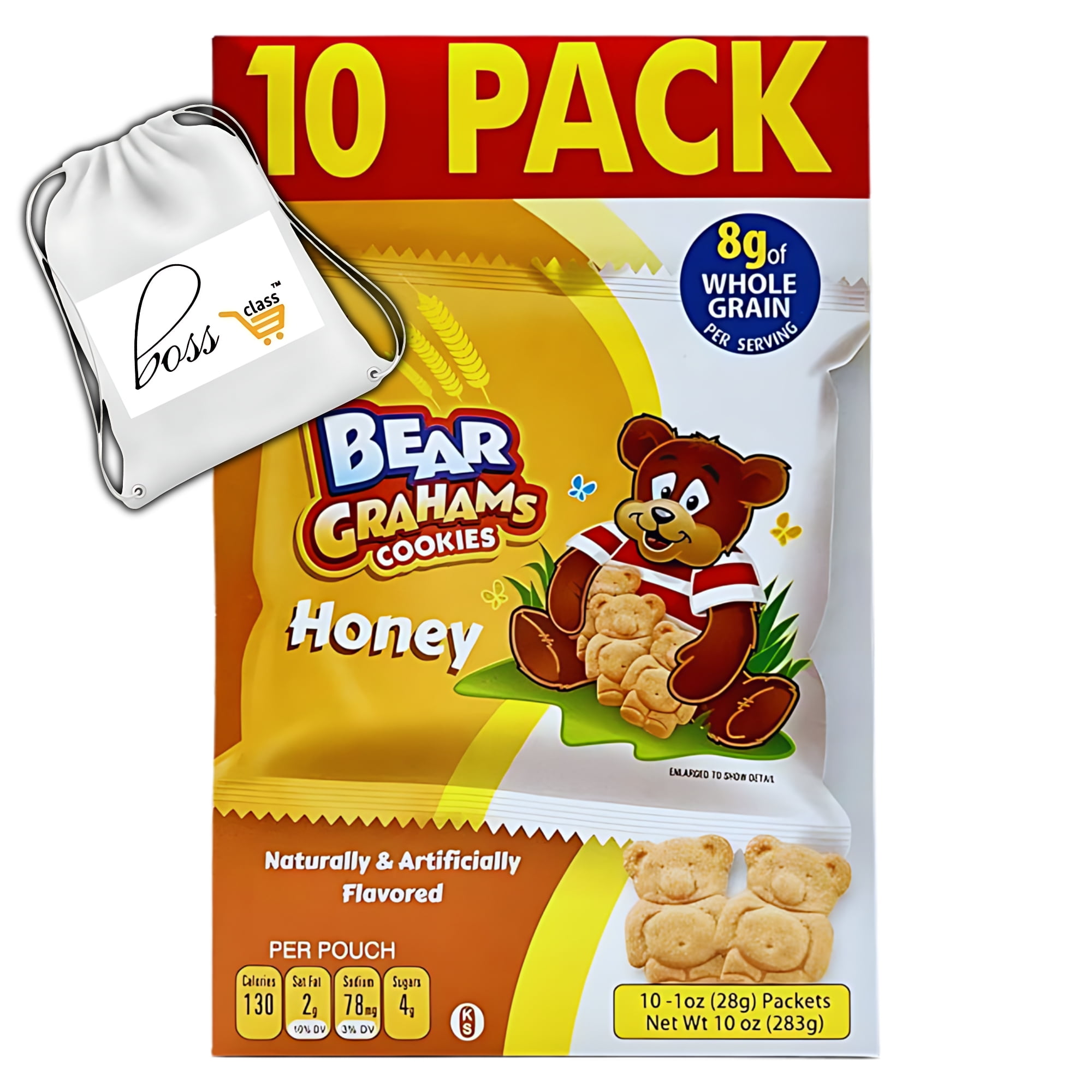 Sobisk Bear Graham Cookies Honey Flavor, 10-Pack Delicious 8g Whole ...