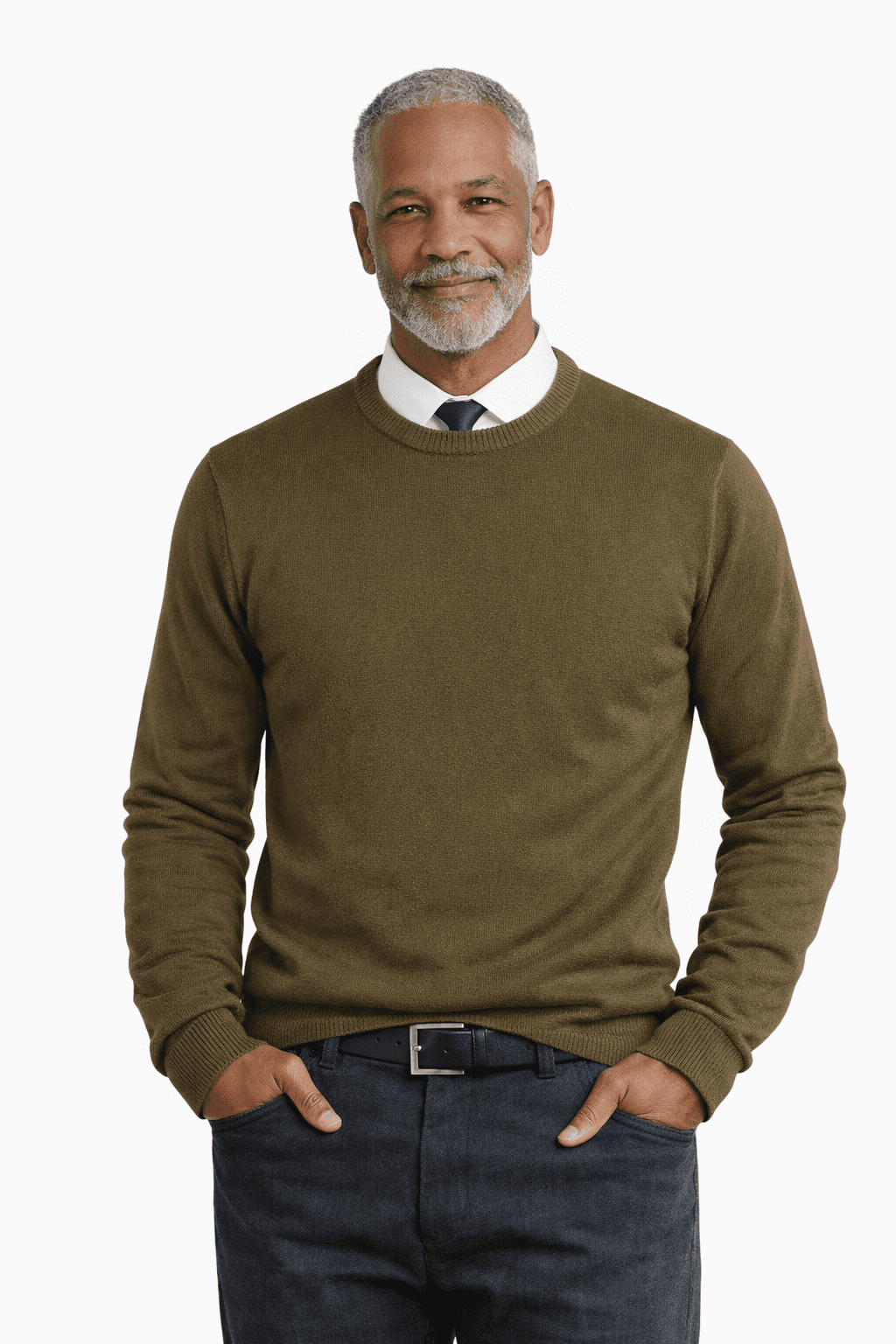 Socal Look Men's Sweater Crew Neck Long Sleeve Acrylic Pullover Olive ...