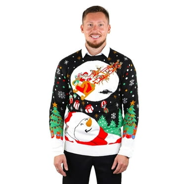 RWB Slim Fit Men's Ugly Christmas Sweaters Santa Snowman Navy - Walmart.com