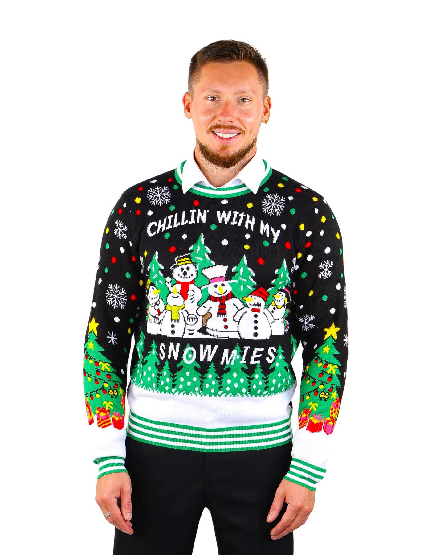 Socal Look Men's Ugly Christmas Sweater, Long Sleeve Acrylic Holiday ...