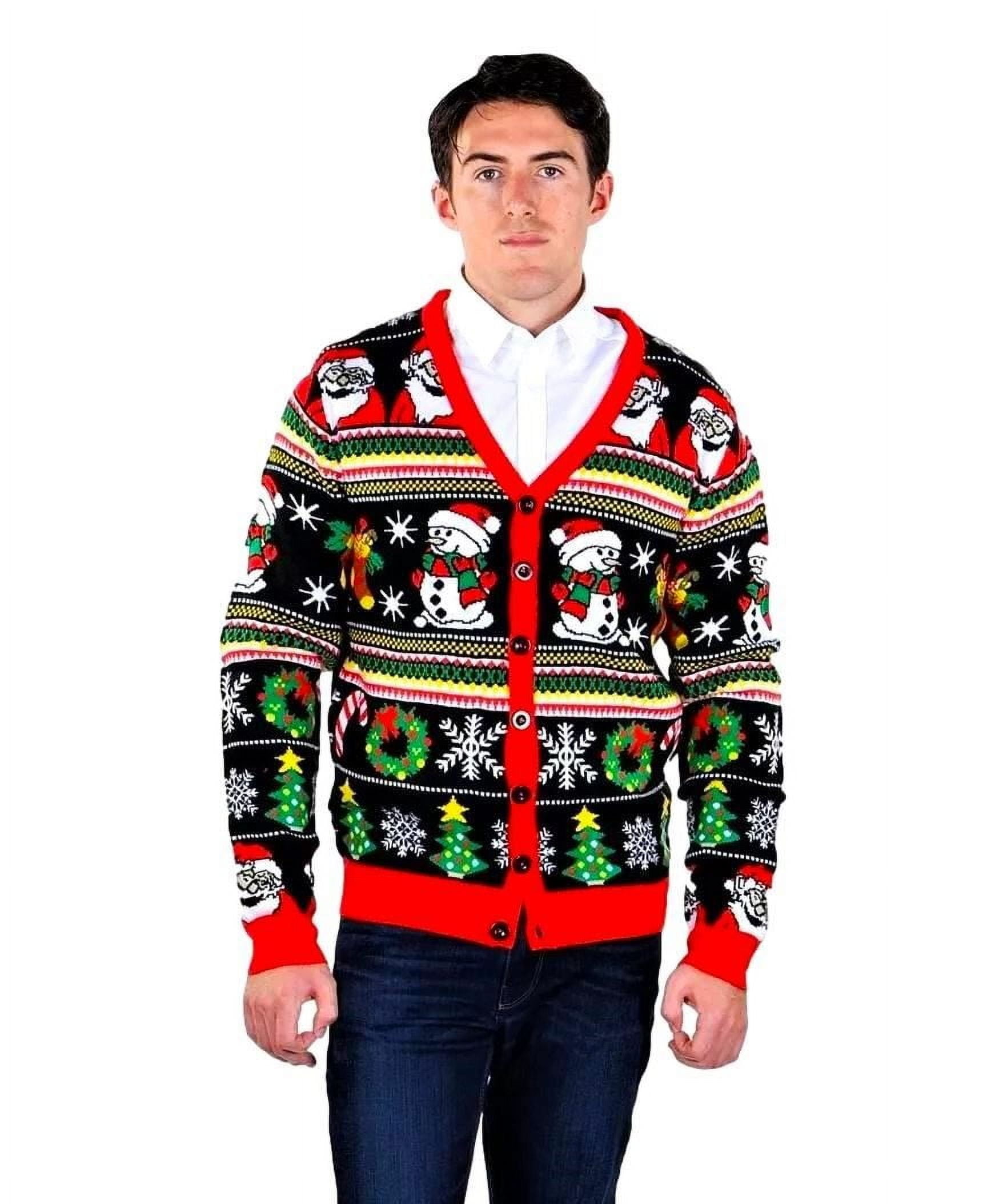 Socal Look Men's Ugly Christmas Sweater, Long Sleeve V-Neck Acrylic ...