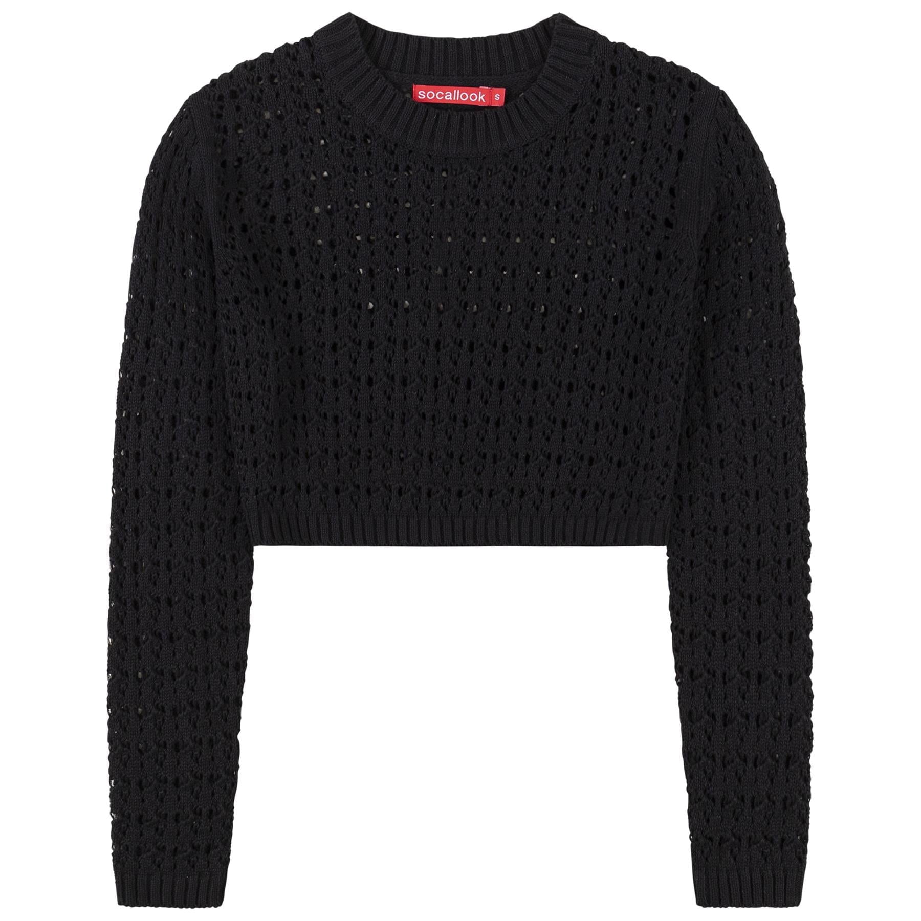 Socal Look Women's Cotton Crochet Sweater Long Sleeve Summer Casual ...