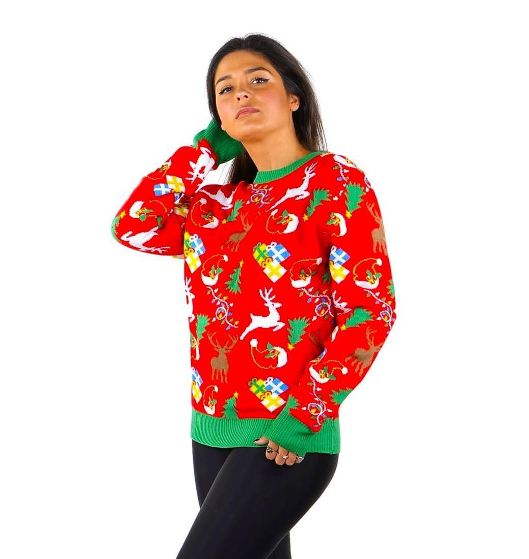 Socal Look Women's Ugly Christmas Sweater, Long Sleeve Crew Neck ...