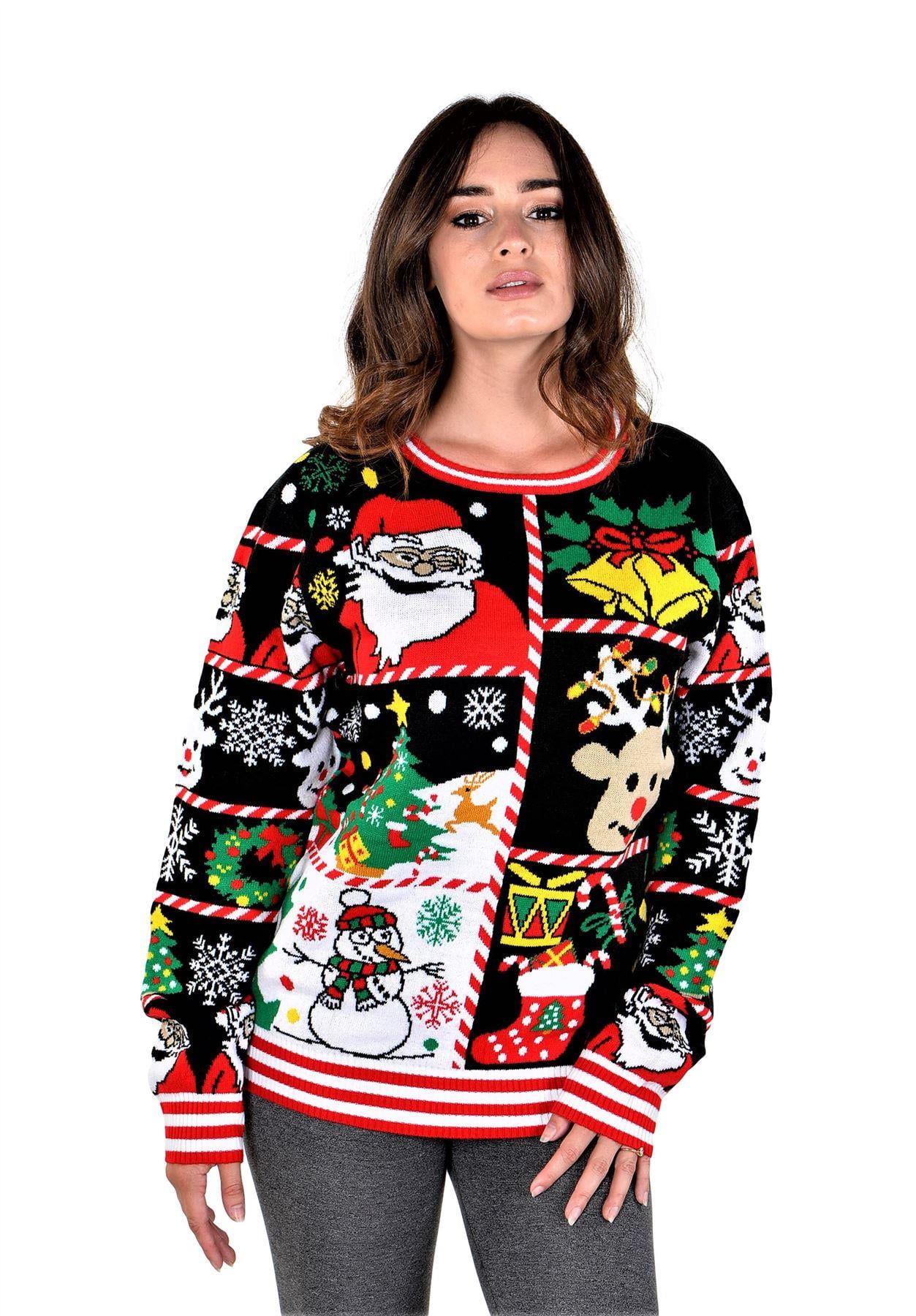 Socal Look Women's Ugly Christmas Sweater, Long Sleeve Crew Neck ...