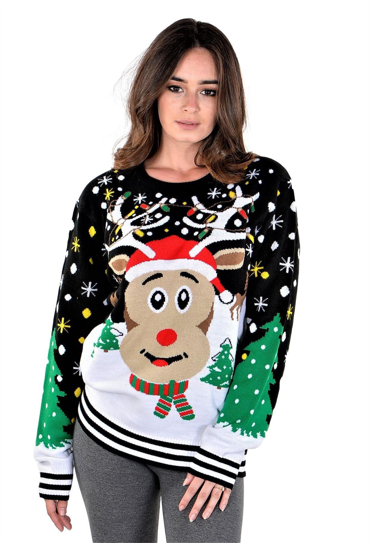 Socal Look Women's Ugly Christmas Sweater, Long Sleeve Crew Neck ...