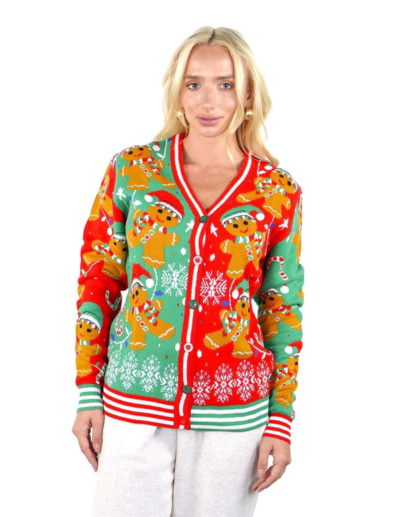 Socal Look Women's Ugly Christmas Sweater, Long Sleeve V-Neck Acrylic ...
