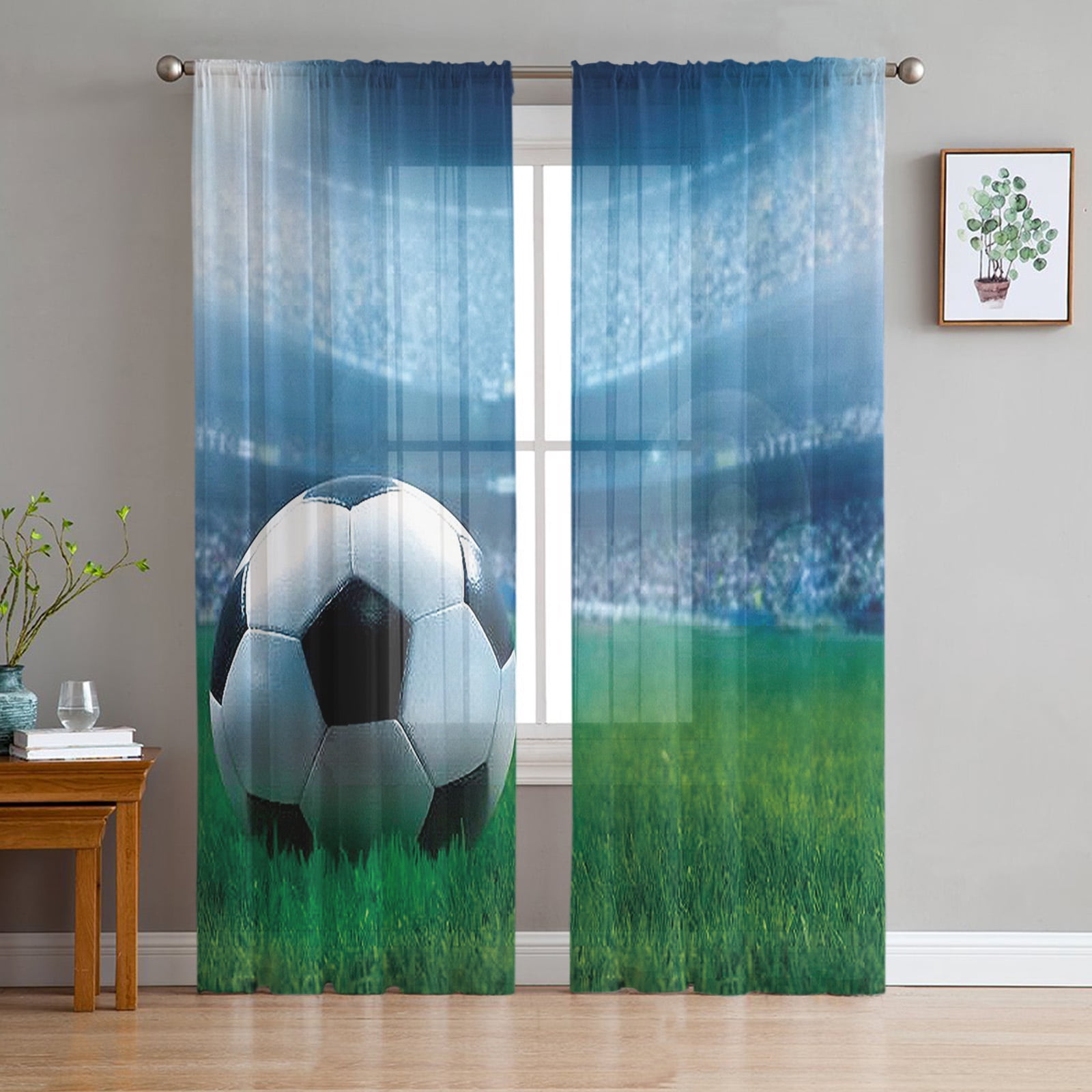 Socccer Football Colorful Tulle Curtains For Living Room Bedroom ...