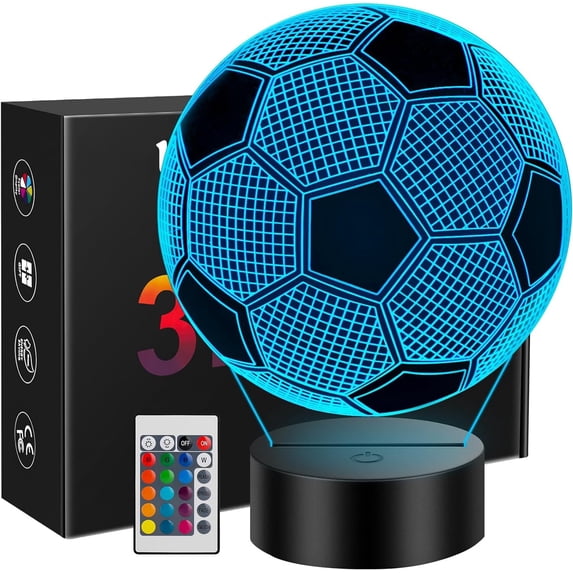 WANOCEAN Soccer Ball Lamp, 3D Visual LED Night Light, Remote Control ...