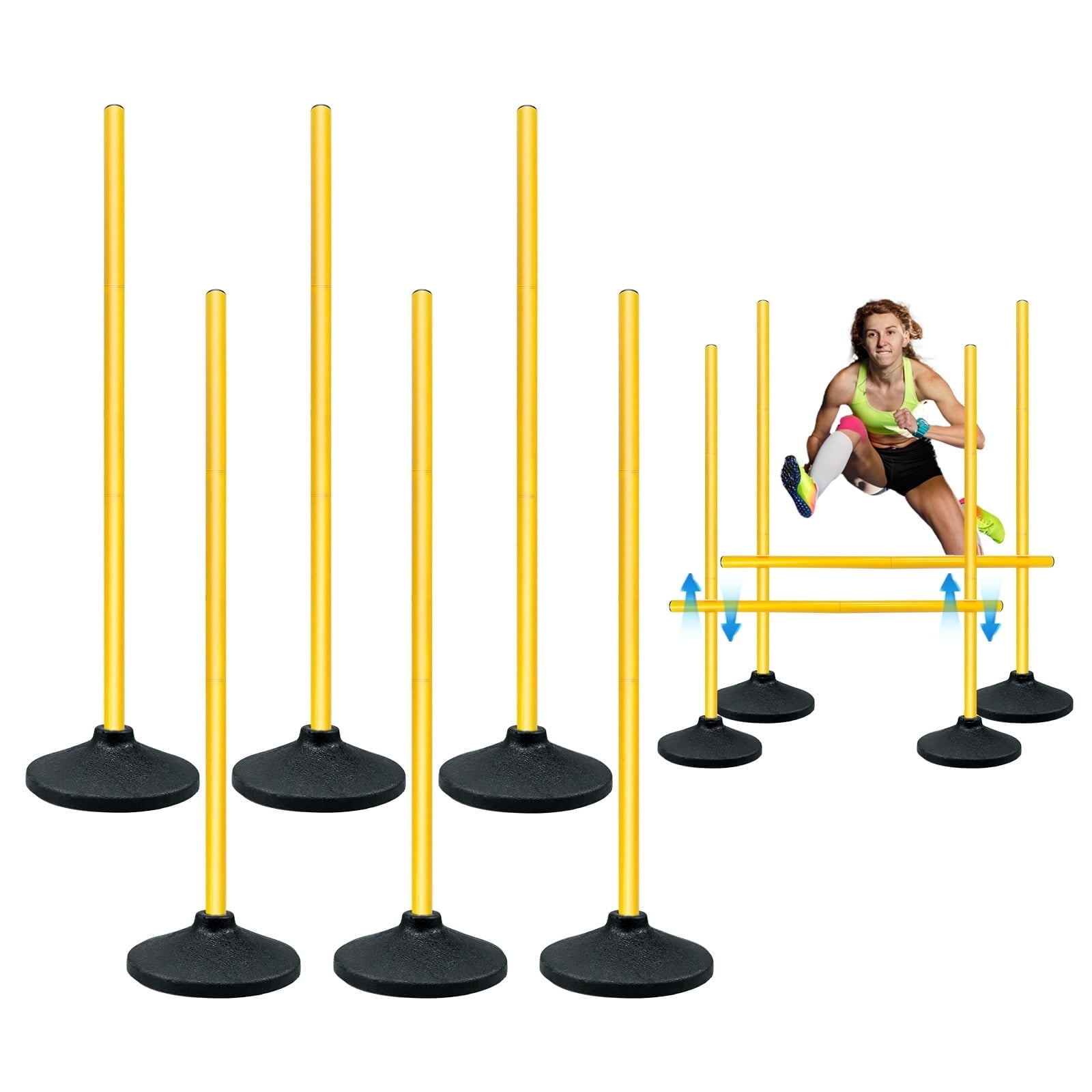 Soccer Agility Poles,Adjustable Height Hurdles,6PCS Soccer Training Poles with Rubber Base ...