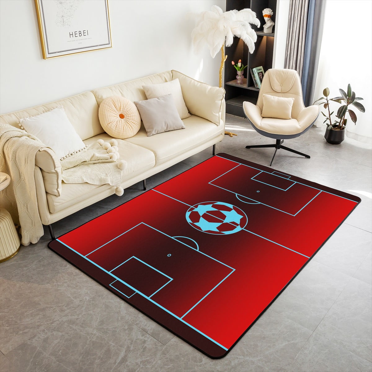 Soccer Area Rug 5x7,Football Player Rug for Women Men,American Football ...