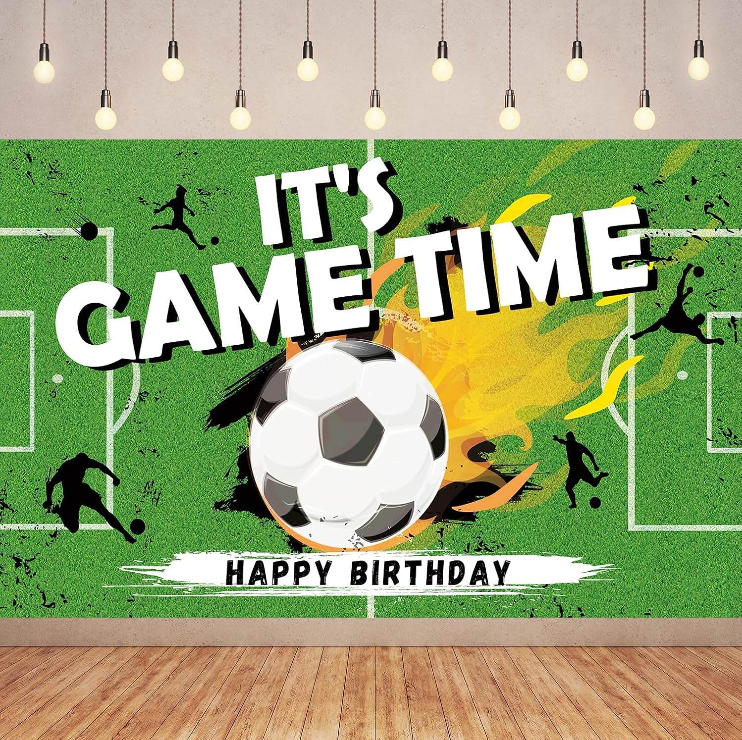 Soccer Backdrop It's Game Time Party Backdground Soccer Birthday Banner ...