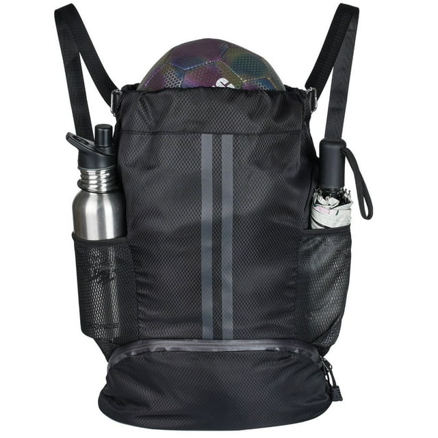 Soccer Backpack,Waterproof Drawstring Gym Backpack with Wet and Dry ...