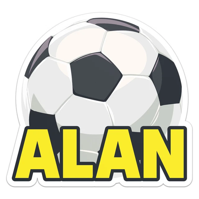 Soccer Ball Alan Name Sticker Phone Decal Water Bottle Stickers Car ...