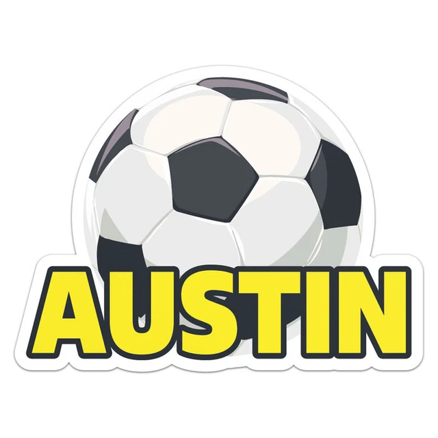 Soccer Ball Austin Name Sticker Phone Decal Water Bottle Stickers Car ...