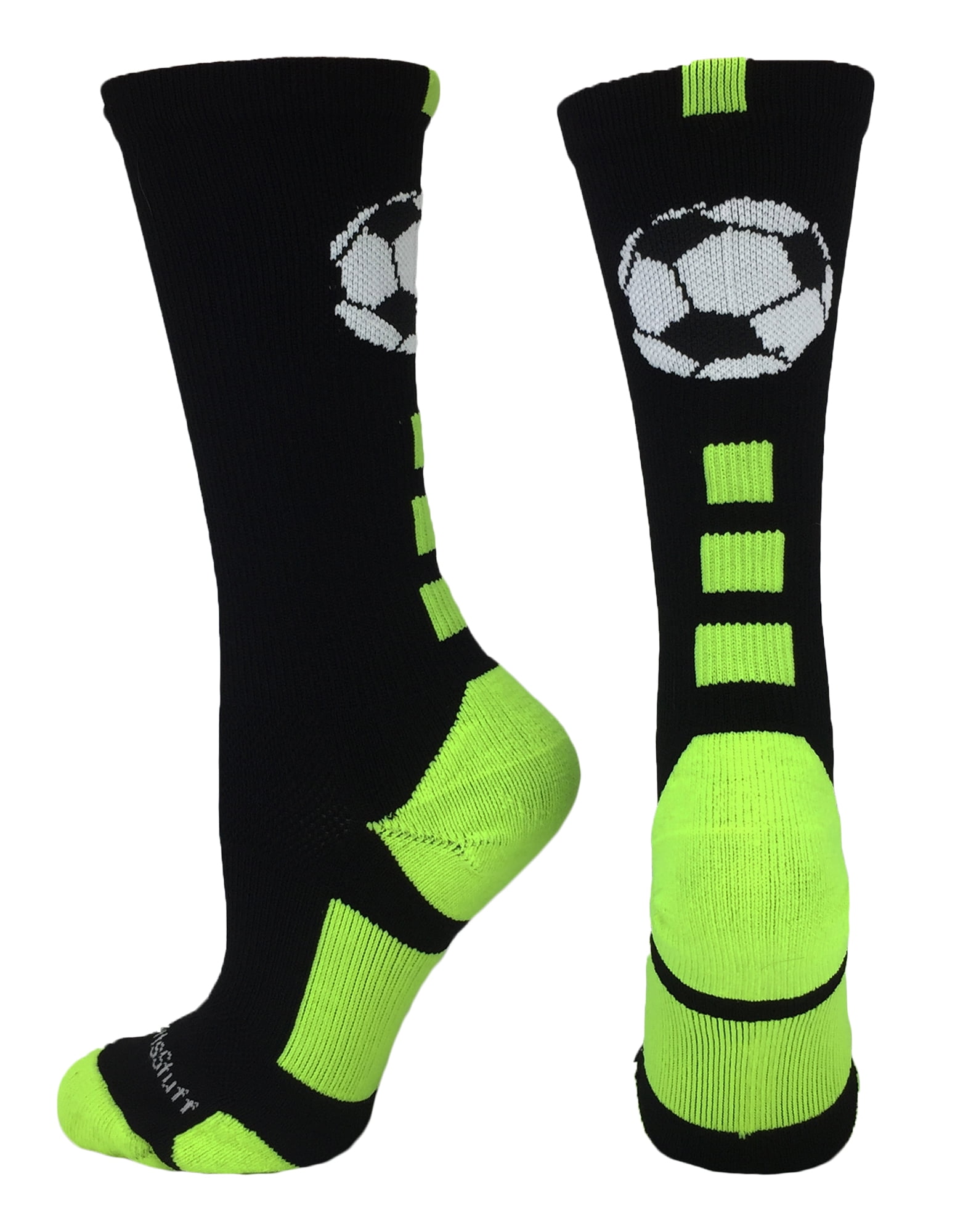 Soccer Ball Crew Socks (Black/Electric Green, Large) - Walmart.com